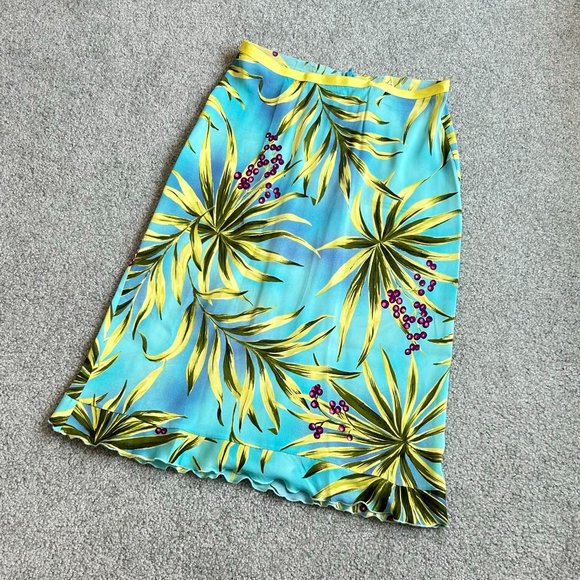 Hice | Skirts | Hice Silk Skirt In Beautiful Summer Colors Ruffled Hem ...